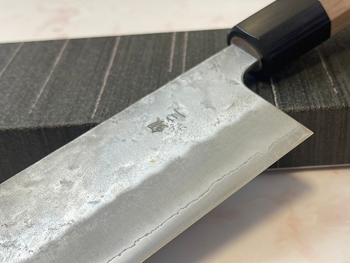 Yoshimune Nakiri 165 mm (6.5 in) Ginsan (Silver #3) Nashiji finish Dou ...